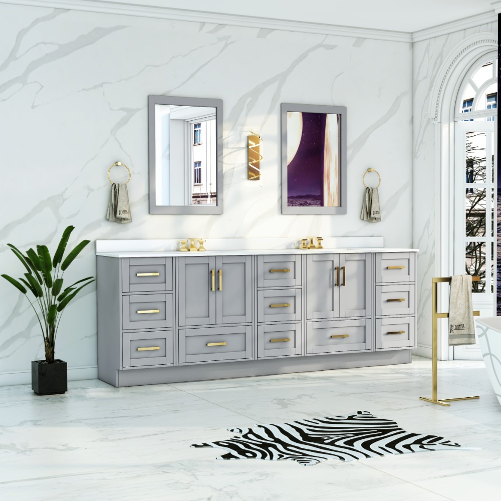 Flow Floor Mount 87” Double Sink Vanity – Freestanding Bathroom ...